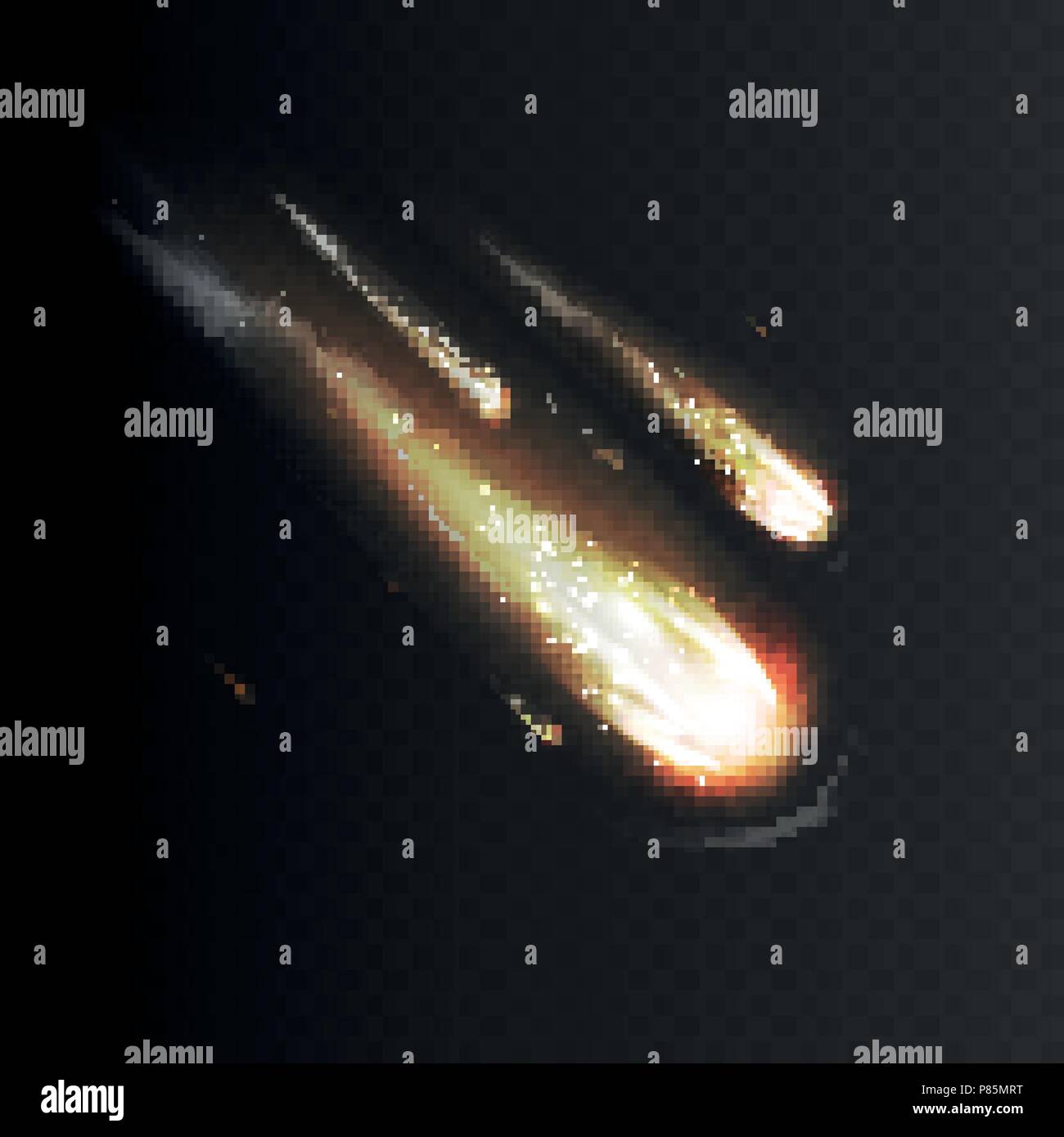 Stock vector illustration realistic meteorite, comet, asteroid, meteor ...