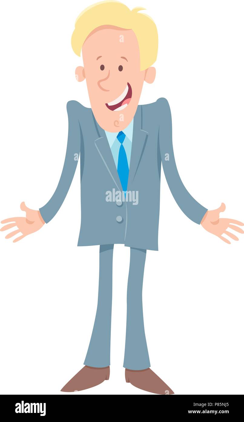 Cartoon Illustration of Businessman or Man at Work Character Stock ...