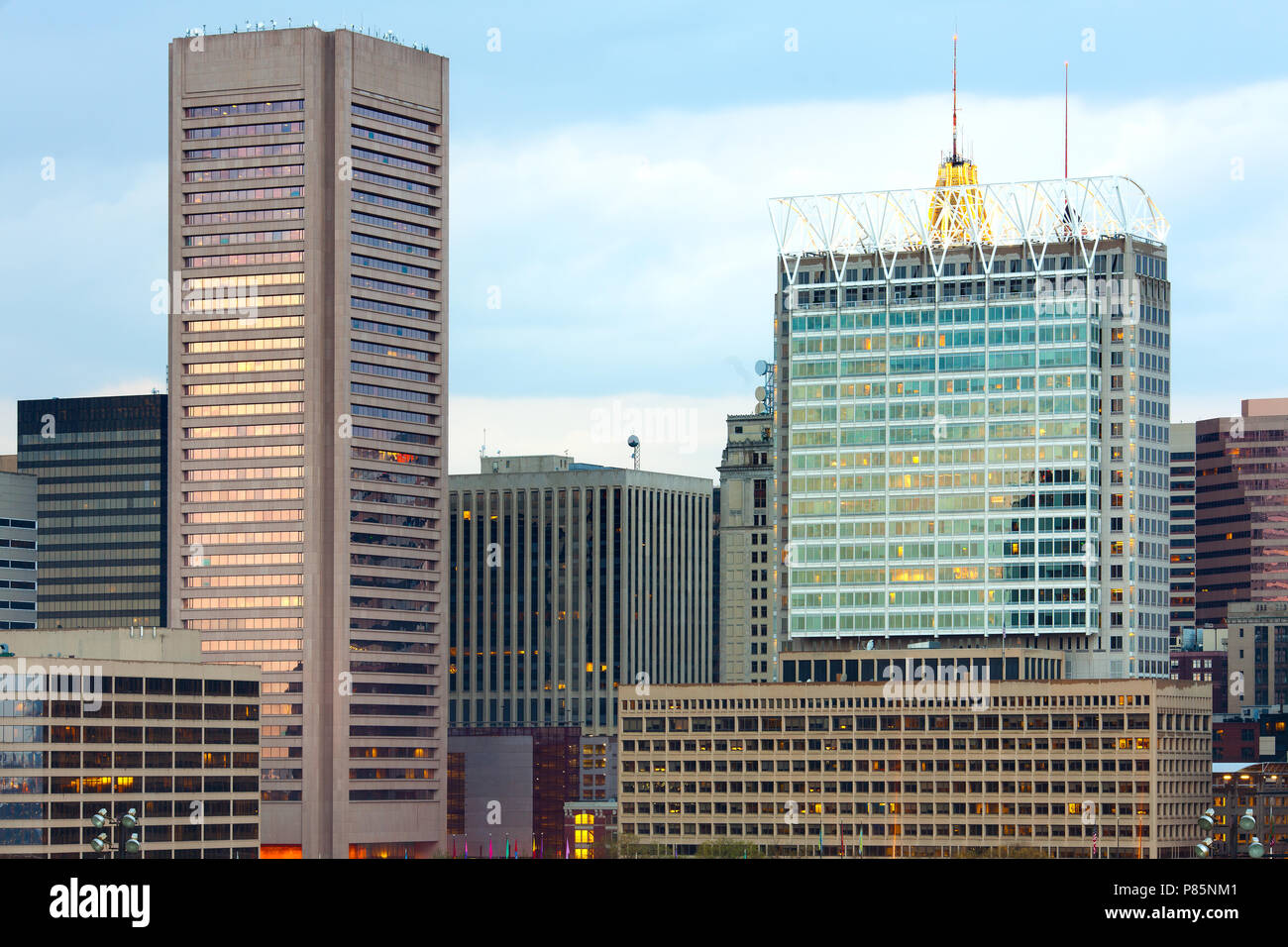 Buildings on the waterfront of Baltimore Inner Harbor, Maryland, USA ...