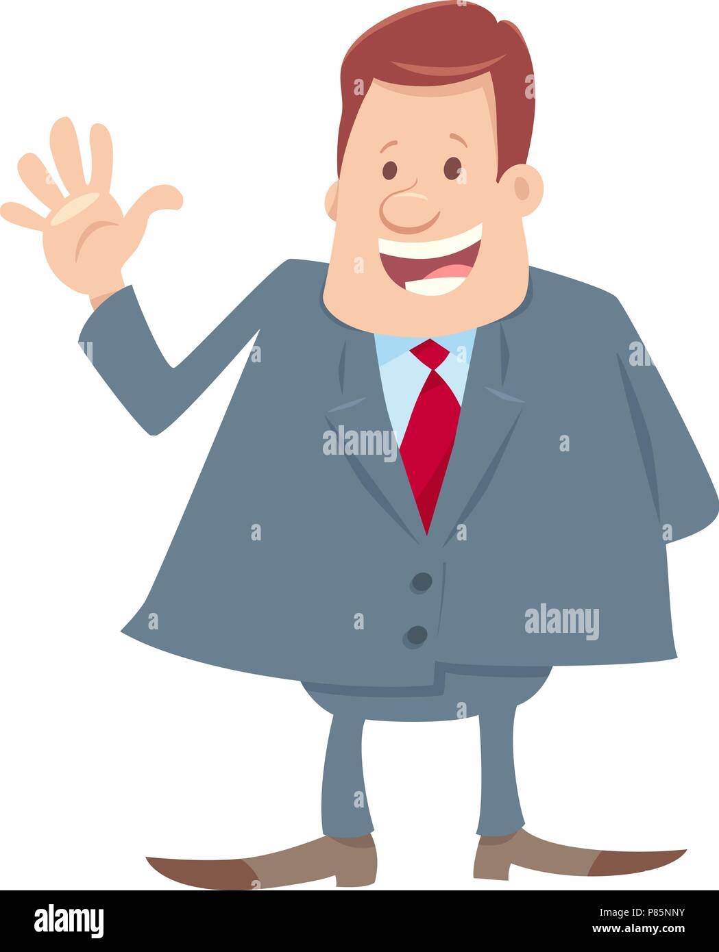 Cartoon Illustration of Businessman or Manager in Suit or Boss ...