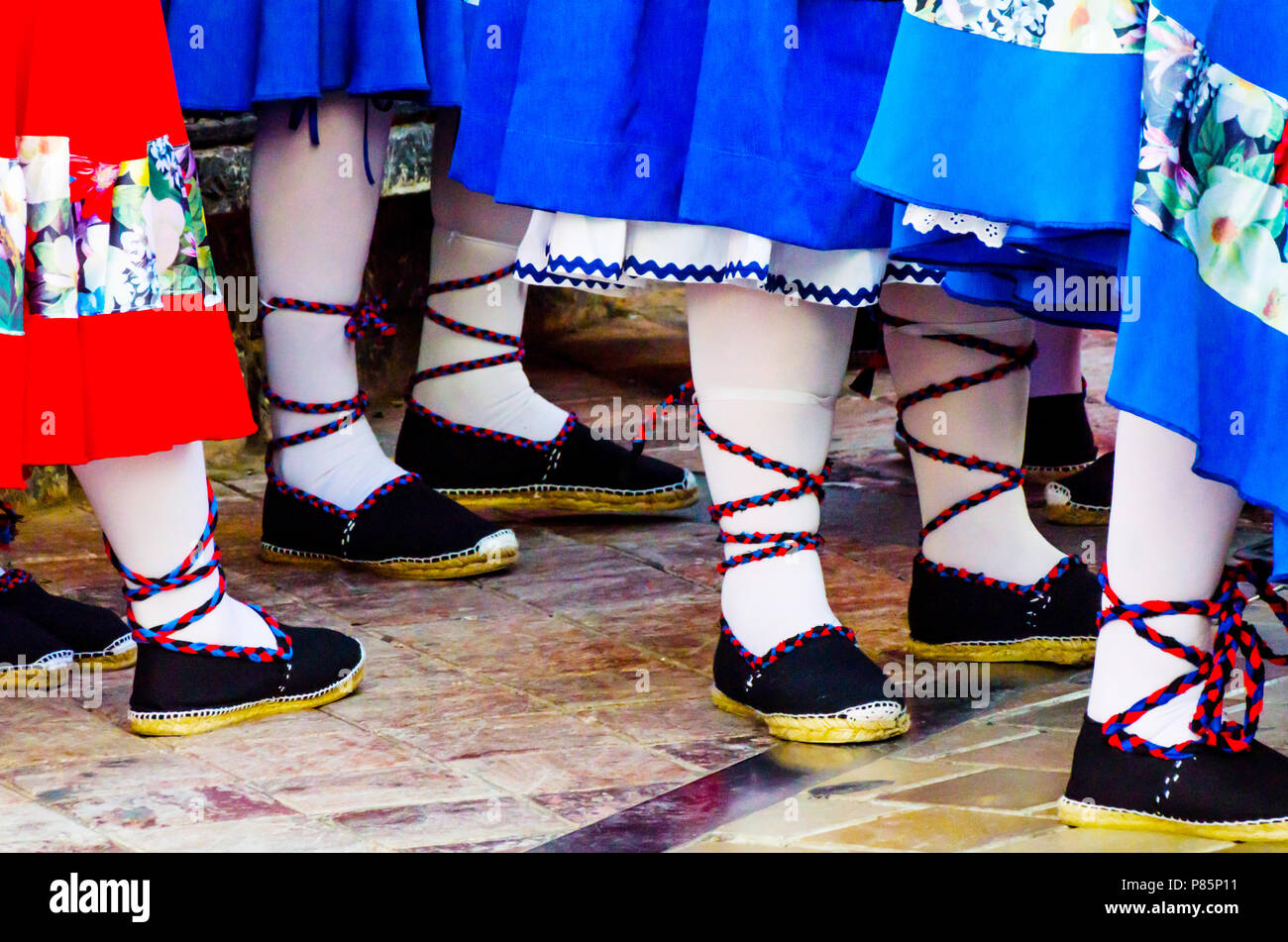 traditional colorful shoes for folk costumes in Spain, dance shoes ...