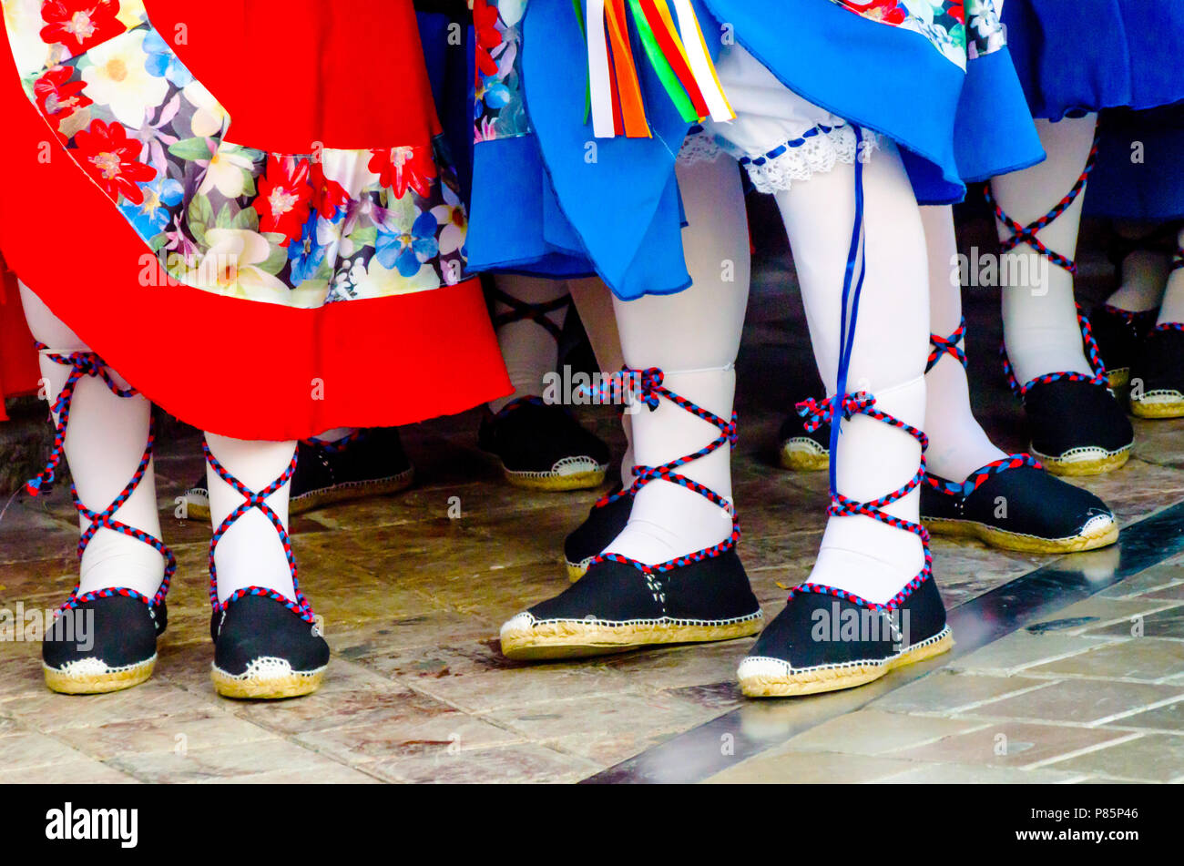 traditional colorful shoes for folk costumes in Spain, dance shoes ...
