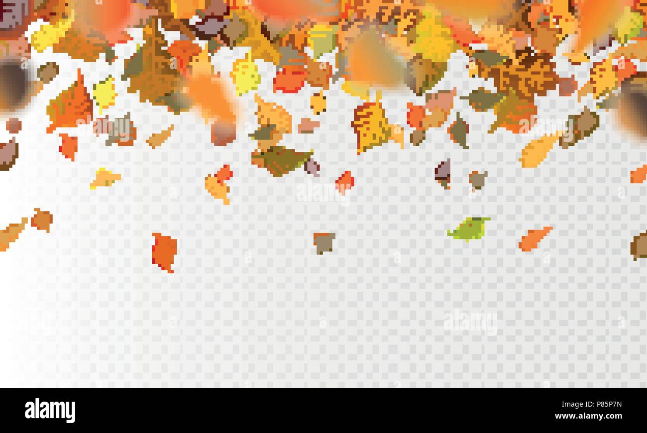 Stock vector illustration autumn falling leaves on transparent ...