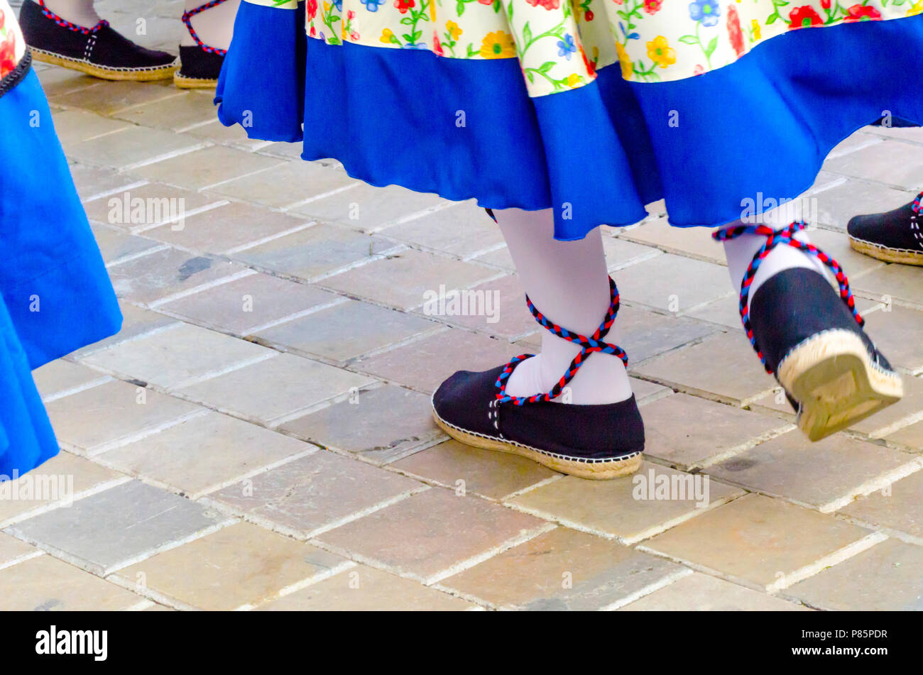 traditional colorful shoes for folk costumes in Spain, dance shoes ...
