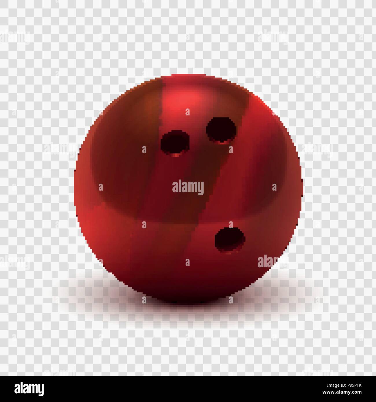 Vector illustration realistic 3D striped red bowling ball. Isolated on ...