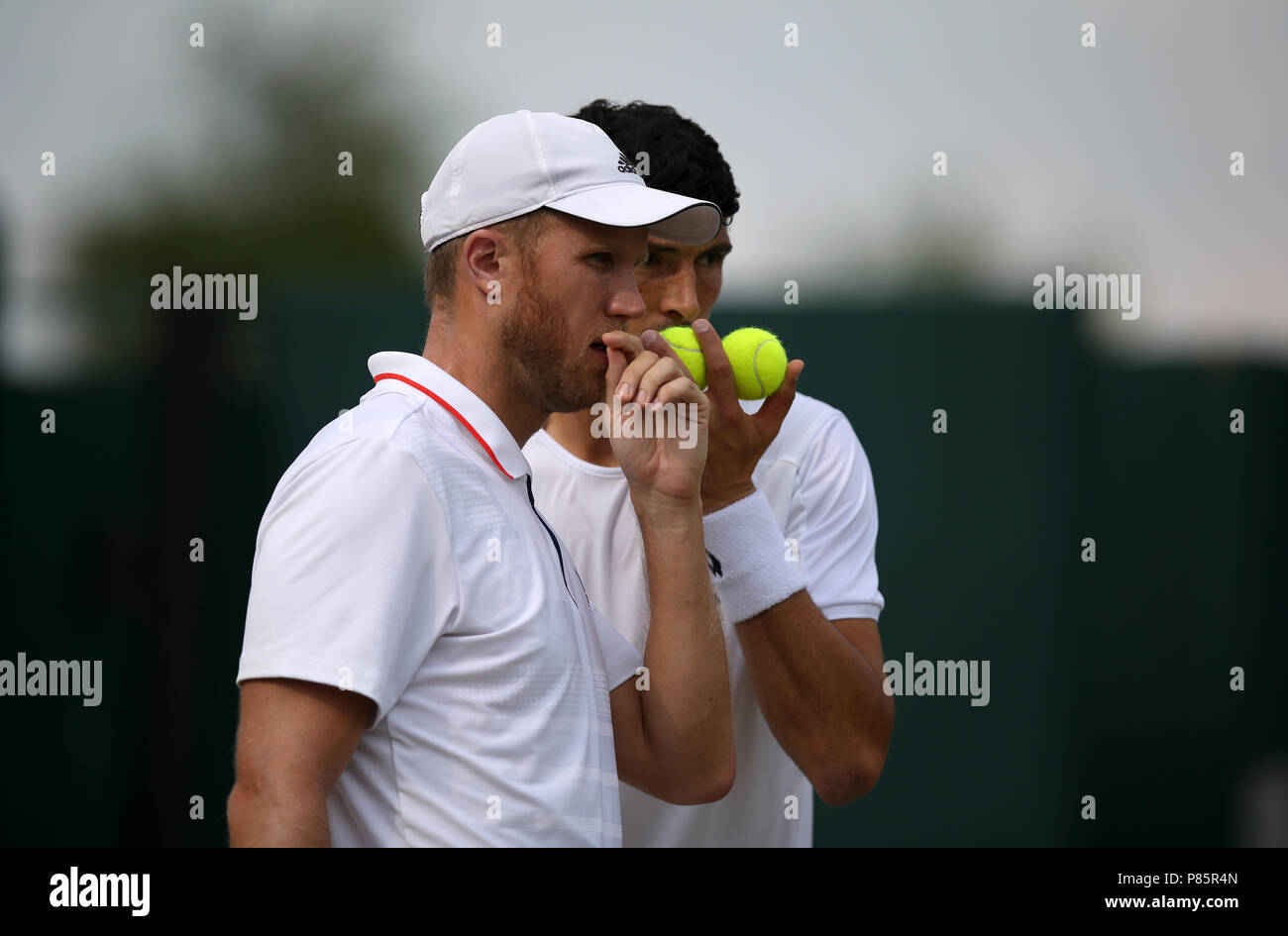 Dominic Inglot (left) and Franko Skugor during their doubles match on ...
