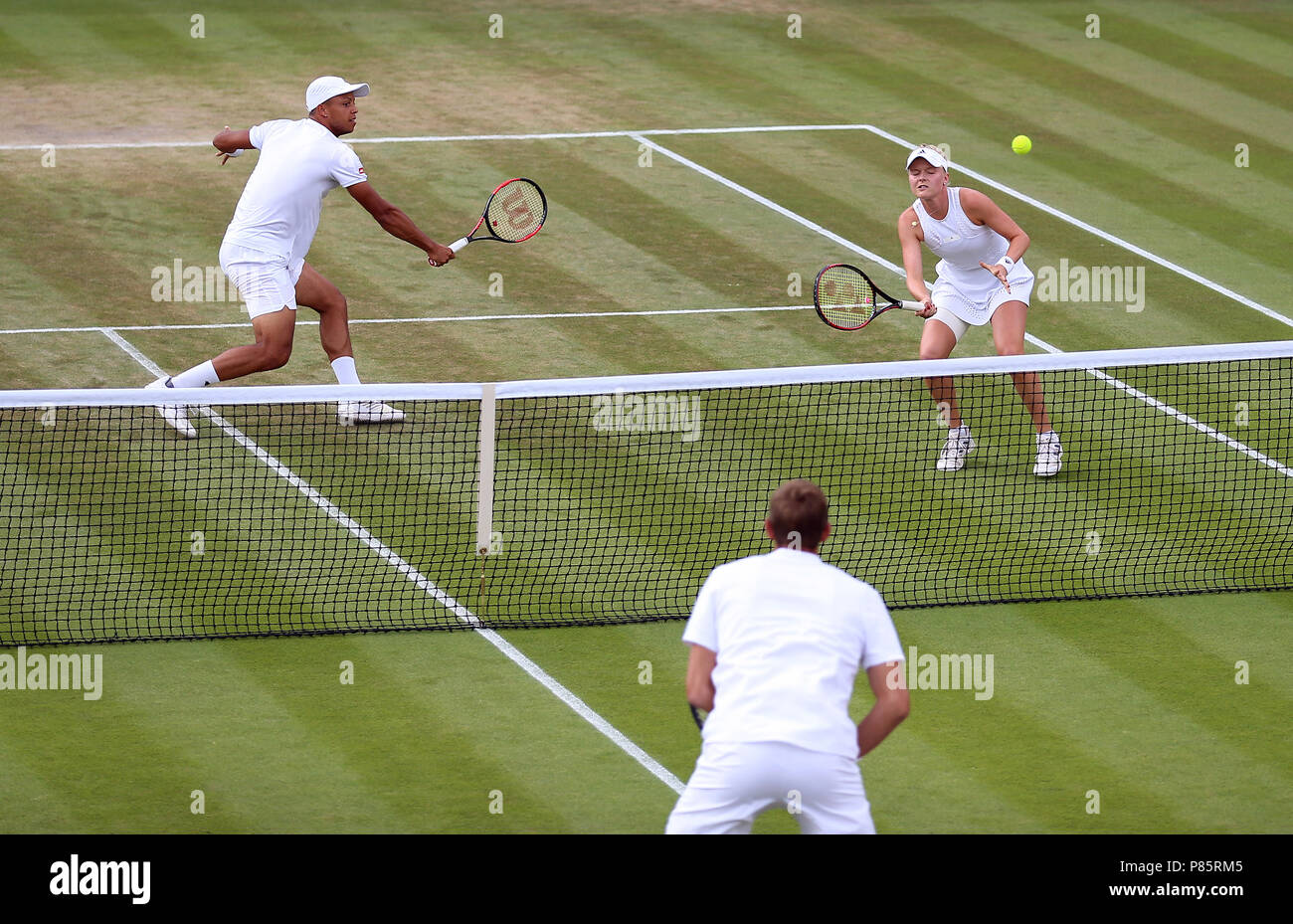 Harriet Dart and Jay Clarke during their doubles match on day seven of ...