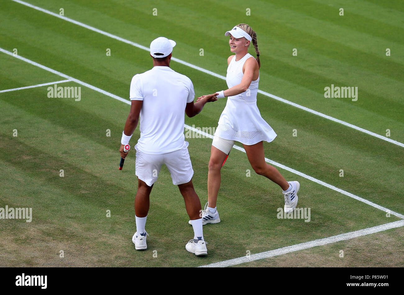 Harriet Dart and Jay Clarke during their doubles match on day seven of ...