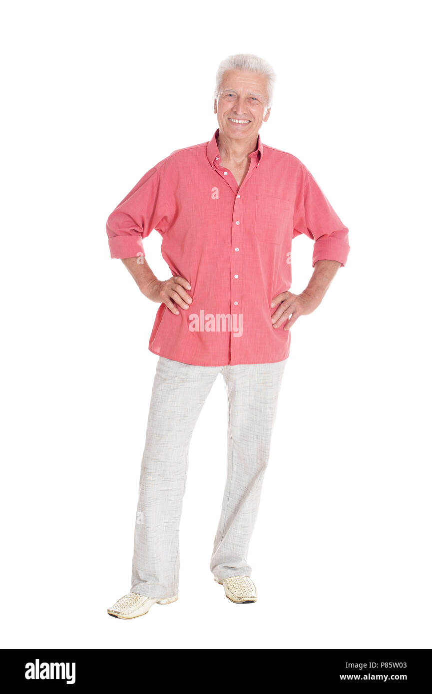 happy senior man in shirt Stock Photo - Alamy