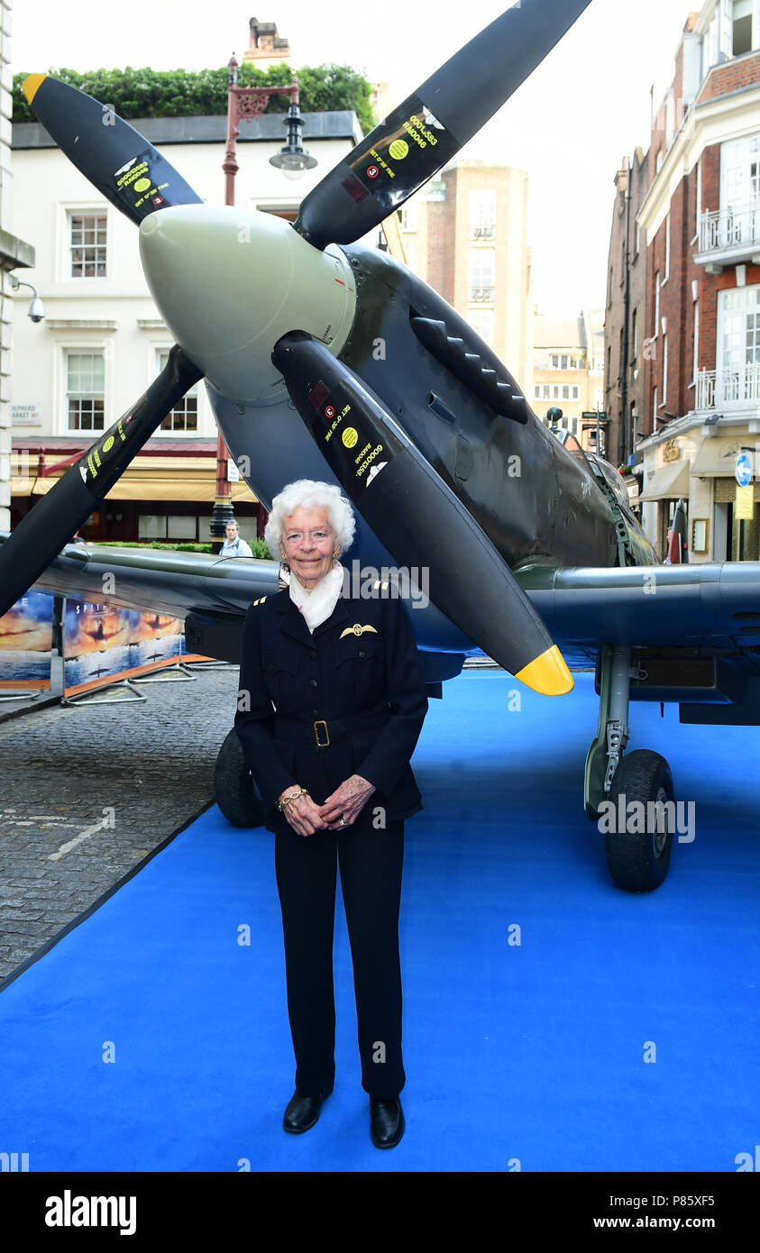 RAF Veteran Mary Ellis attending the premiere of Spitfire, held at the ...