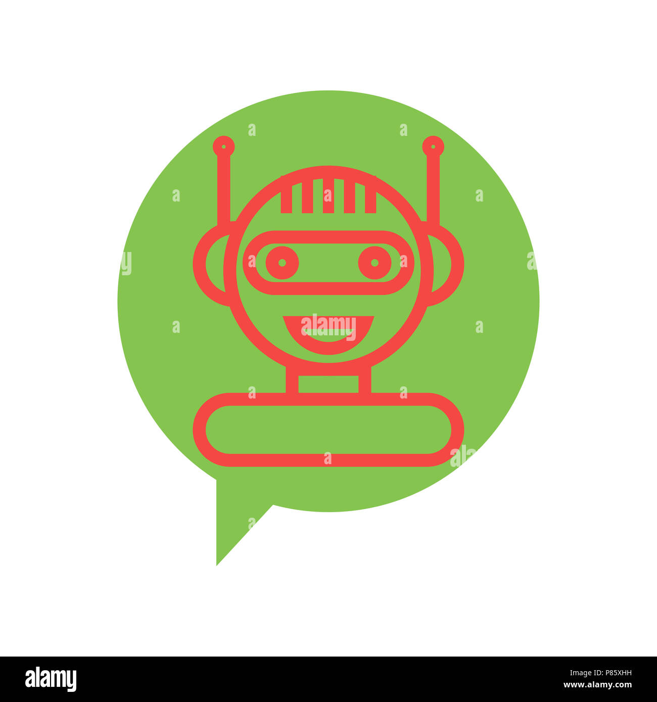 Red Line Chat Bot Icon on Speech Bubble. Artificial Intelligence ...