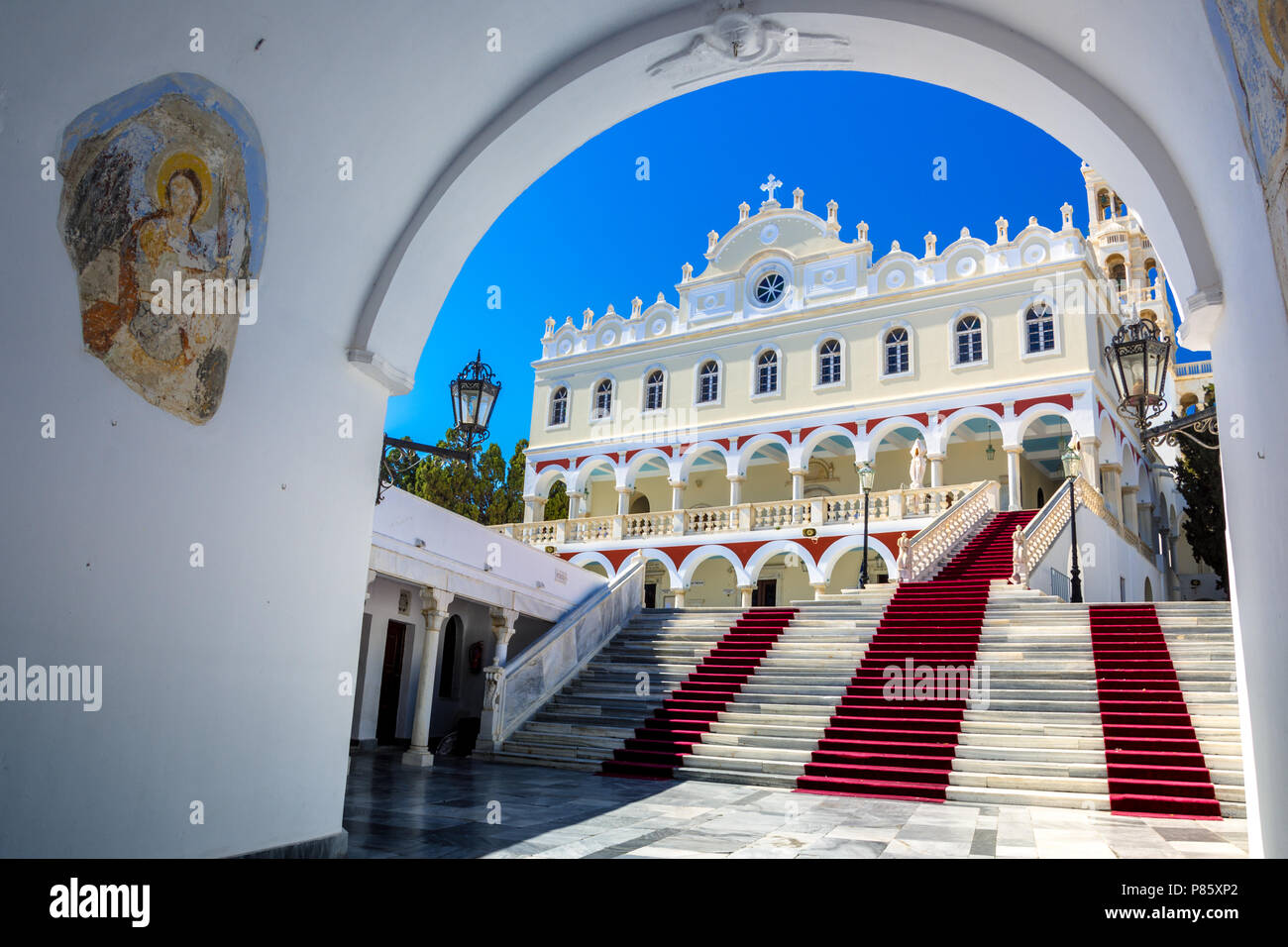 The famous church of Panagia Megalochari Evangelistria, Tinos island ...