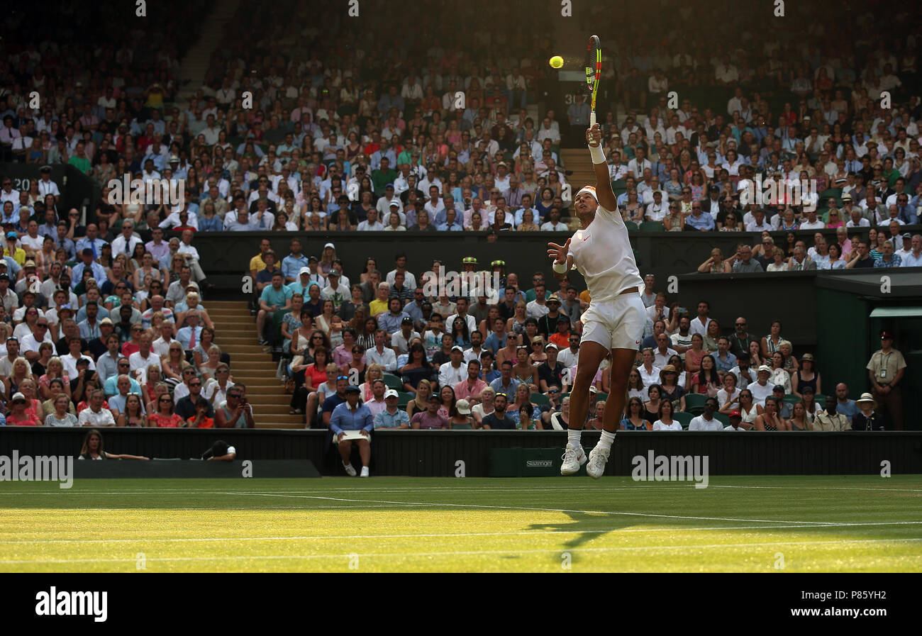 Rafael Nadal on day seven of the Wimbledon Championships at the All ...