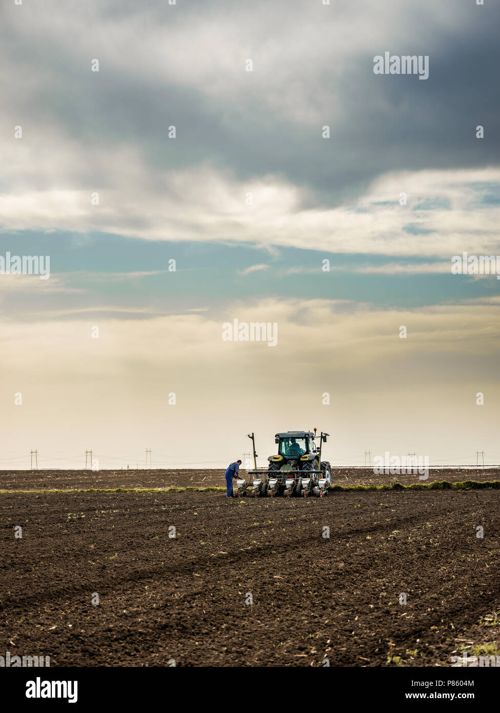 Farmer seeding, sowing crops at field. Sowing is the process of ...