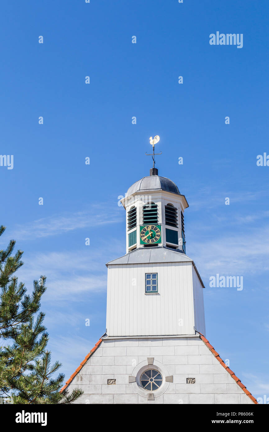 White wooden church tower Stock Photo - Alamy