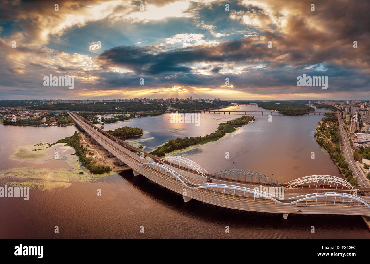 Kiev bridge aerial view Stock Photo - Alamy