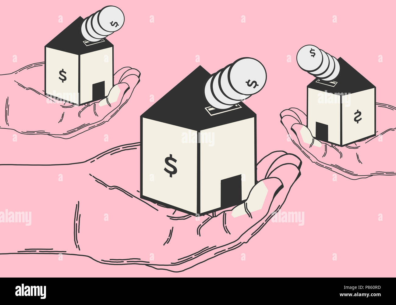 Financial concept of investments in buying housing. Press illustration ...