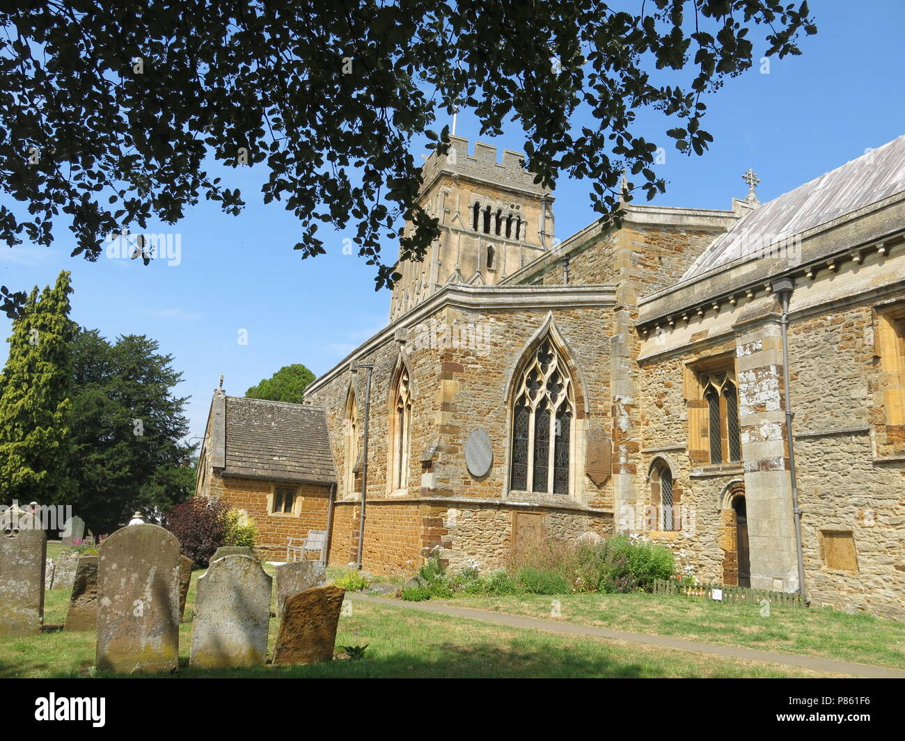 An exterior view of the 10th century Saxon church at Earls Barton ...
