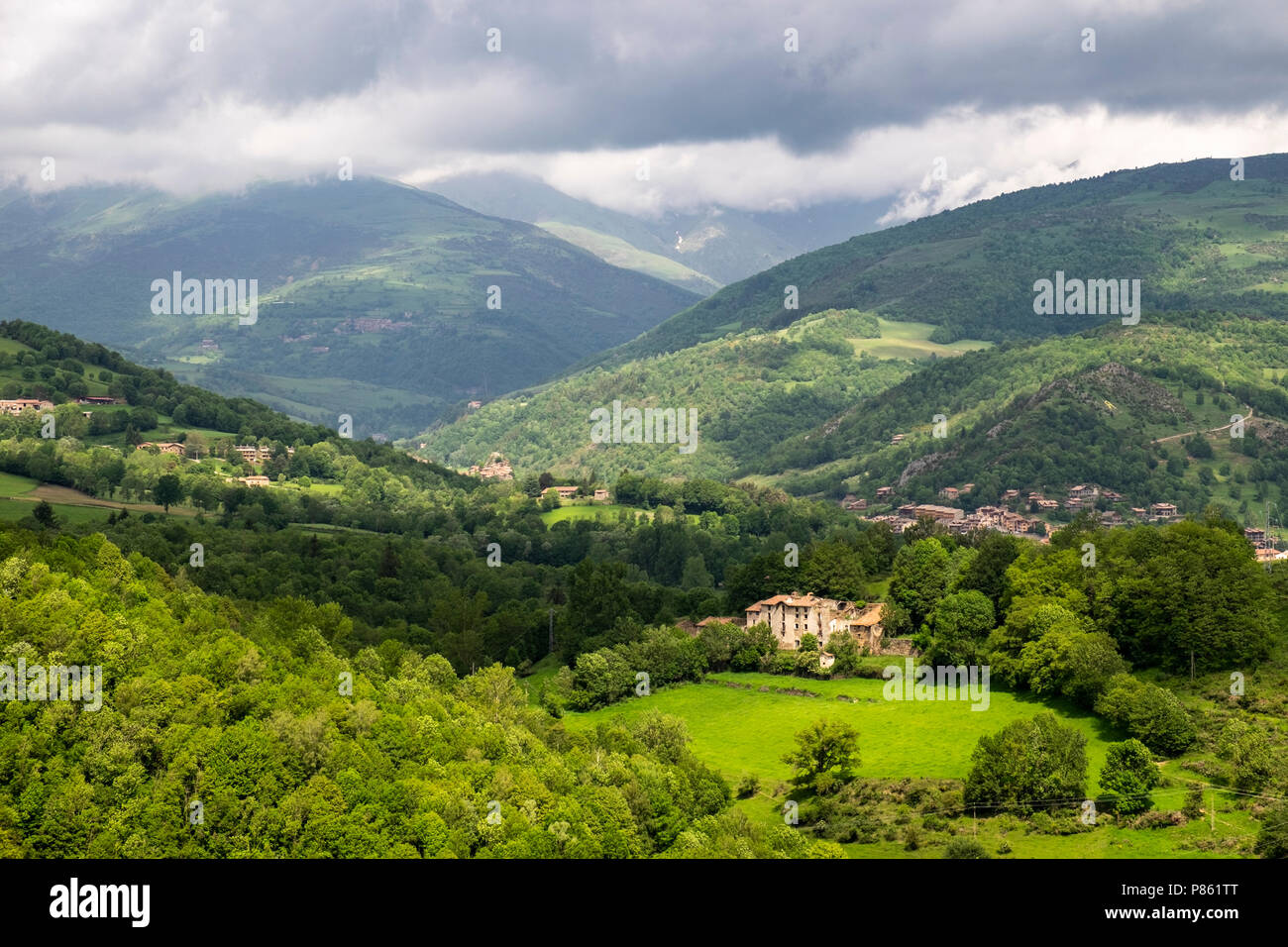 Views over Camprodon and surrounding countryside from the ascent to the ...