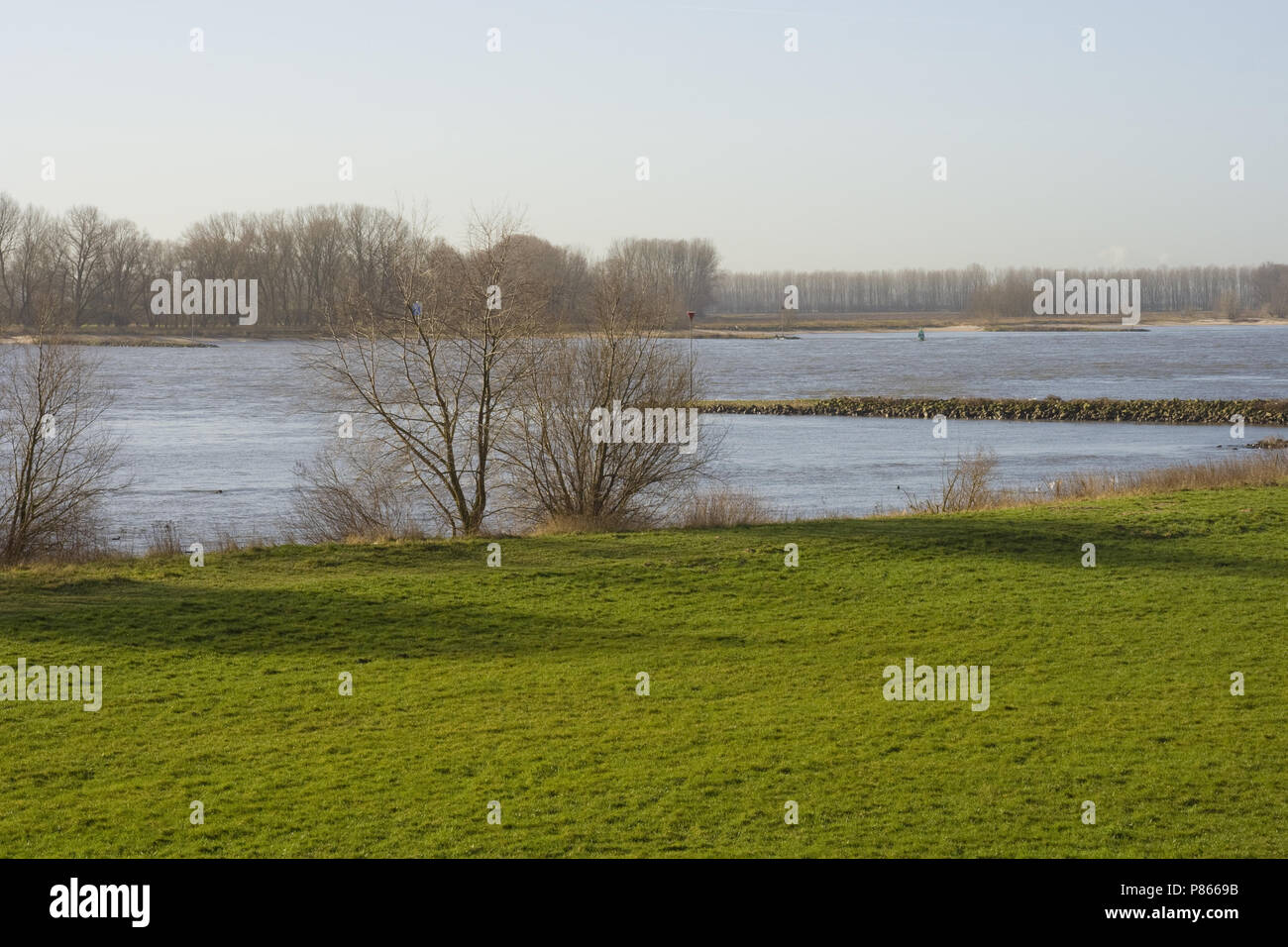 River de Waal Netherlands, uiterwaarden van de Waal Nederland Stock ...