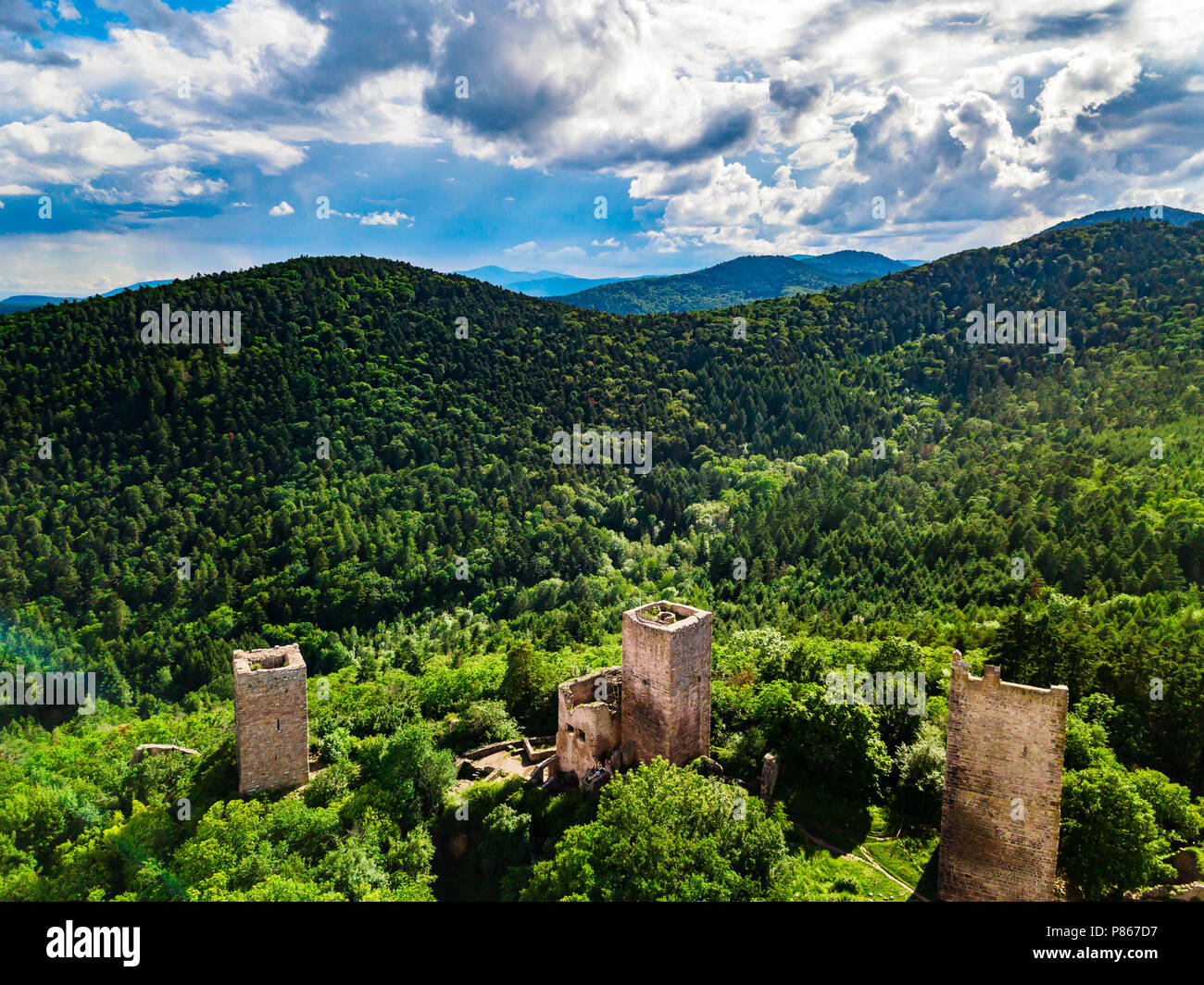 Three castles of husseren les chateaux hi-res stock photography and ...