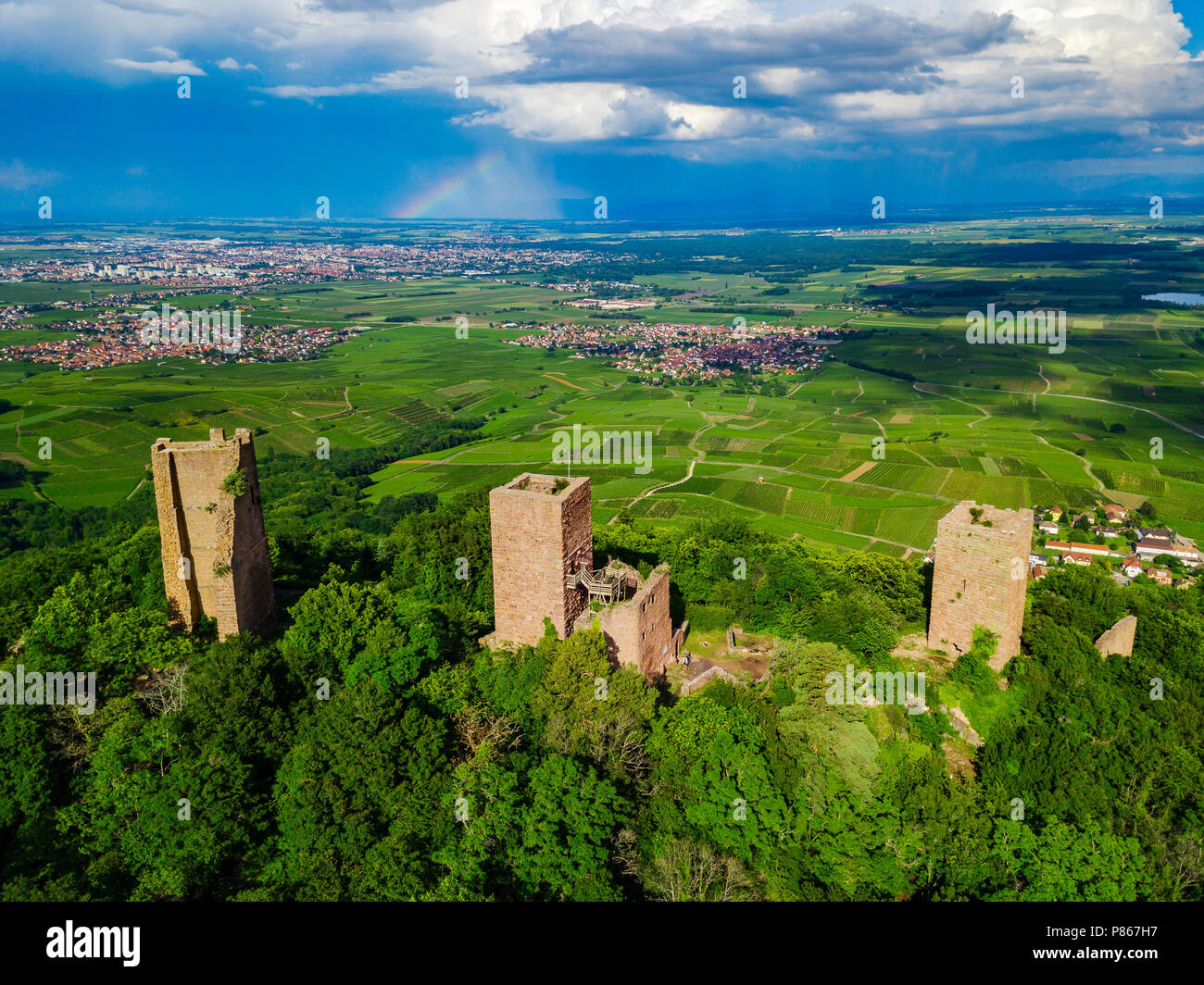 Three castles of husseren les chateaux hi-res stock photography and ...