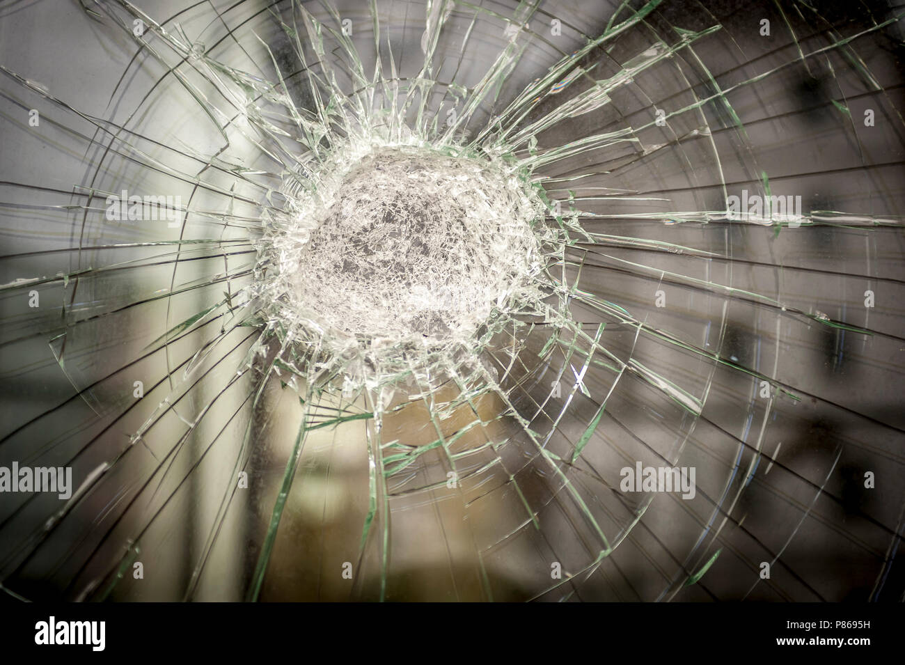 Broken shop window, detail Stock Photo - Alamy