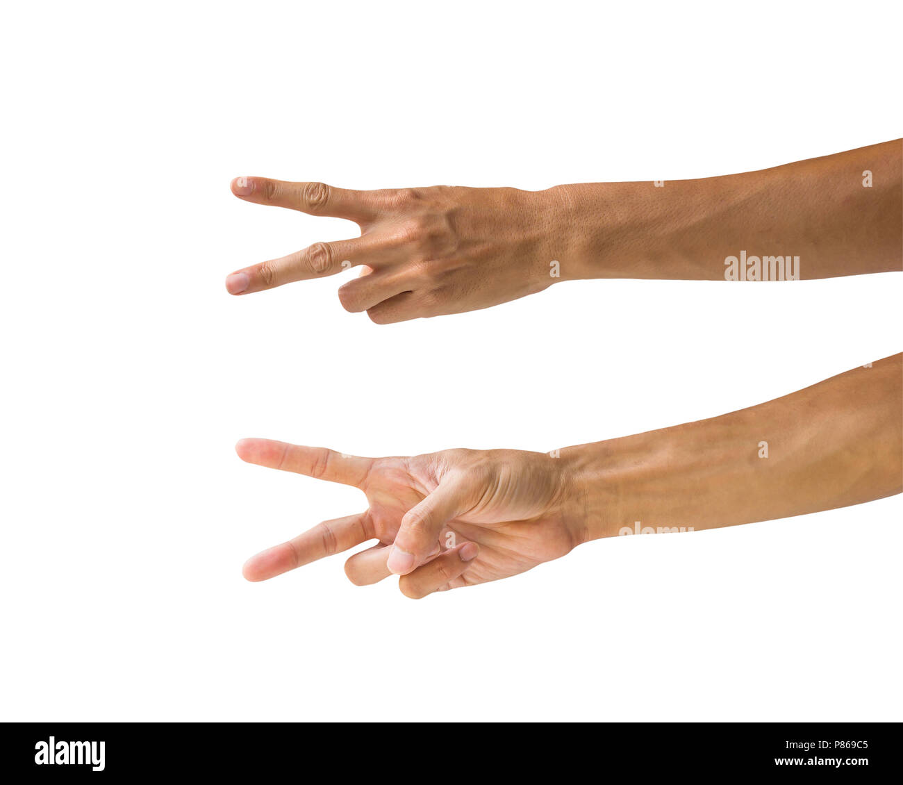 Hand making v sign front back hi-res stock photography and images - Alamy
