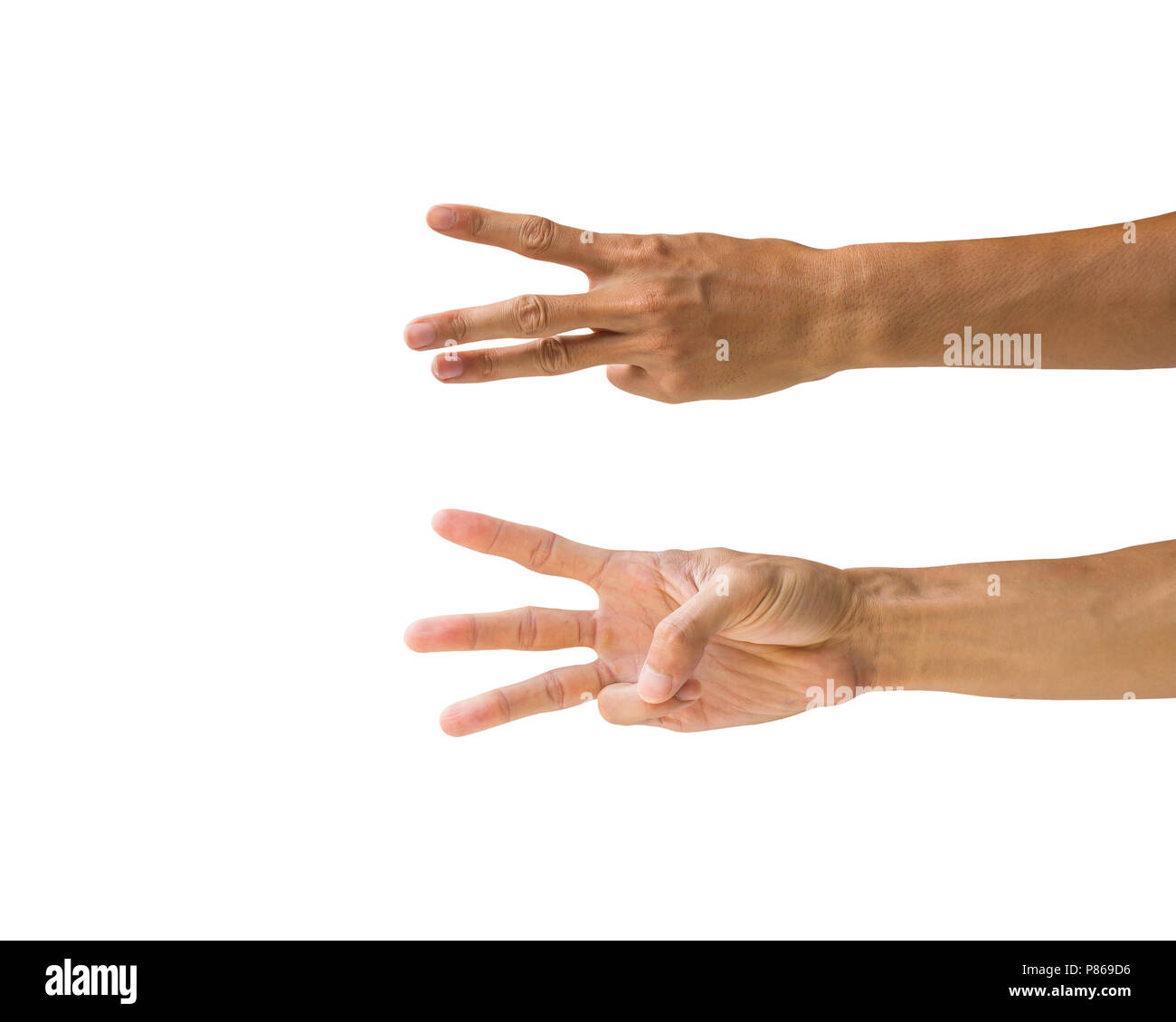 Clipping path hand gestures isolated on white background. Hand making ...