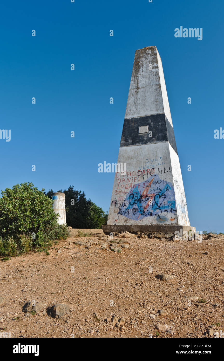 Geodesic mark in Guilhim hill. Algarve, Portugal Stock Photo - Alamy