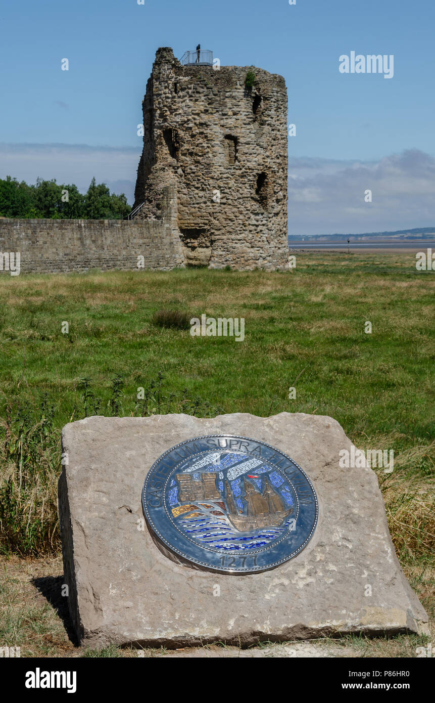 Flint, UK. June 9, 2018. A plaque with a design based around the Flint ...