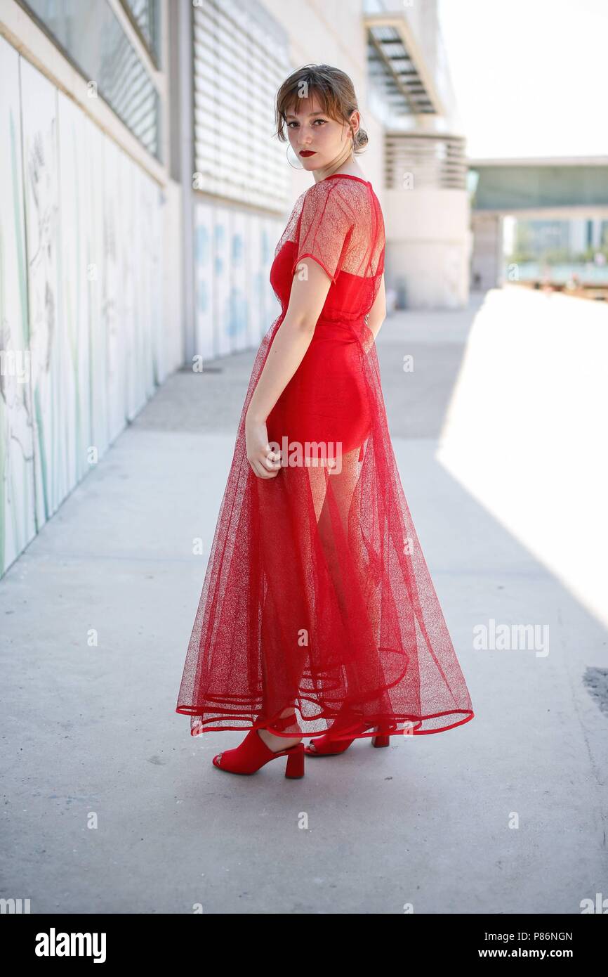Martina Torres posing on the street during Mercedes Benz Fashion Week ...