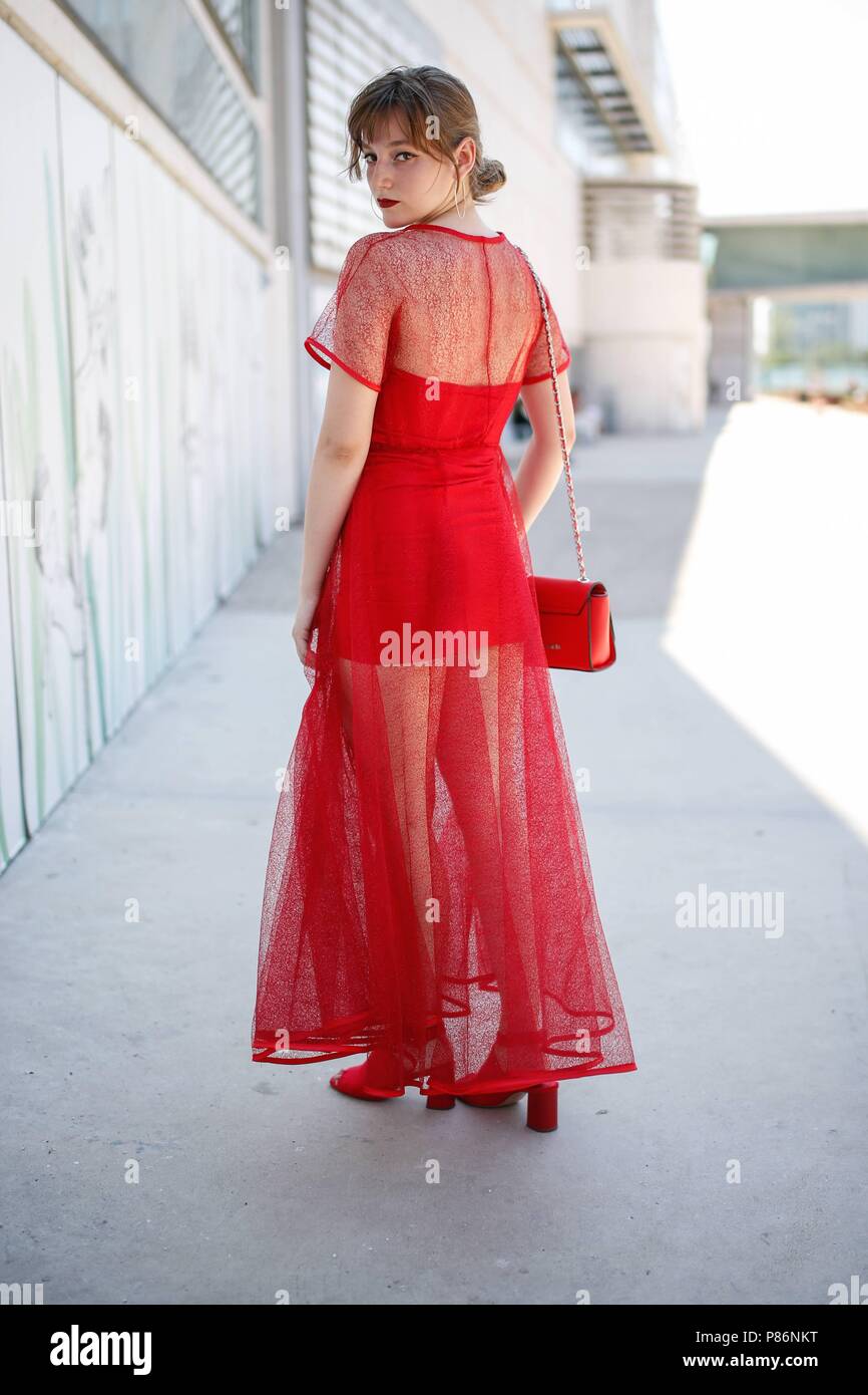 Martina Torres posing on the street during Mercedes Benz Fashion Week ...