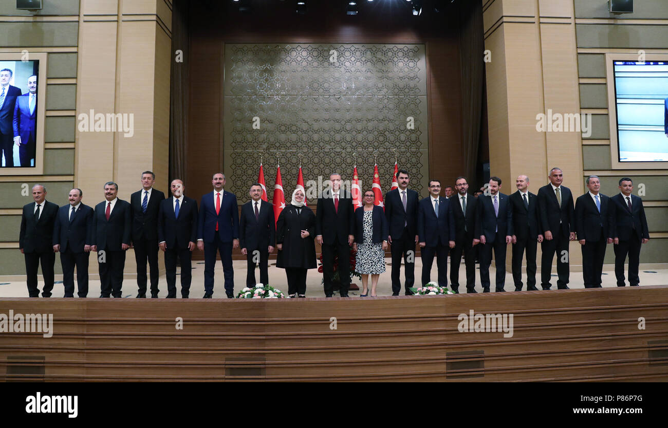 Ankara, Turkey. 9th July, 2018. Turkish President Recep Tayyip Erdogan ...