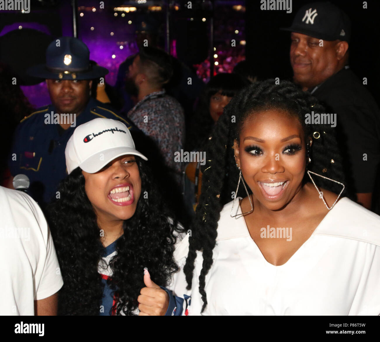 New Orleans, LA, USA. 7th July, 2018. Monie Love & Brandy backstage at ...
