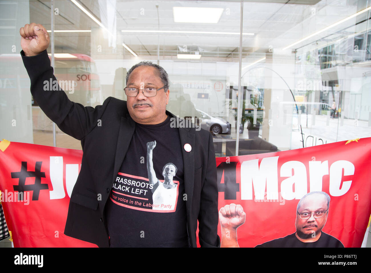 London UK 10th July 2018 Marc Wadsworth hands in a 3,000 signature ...