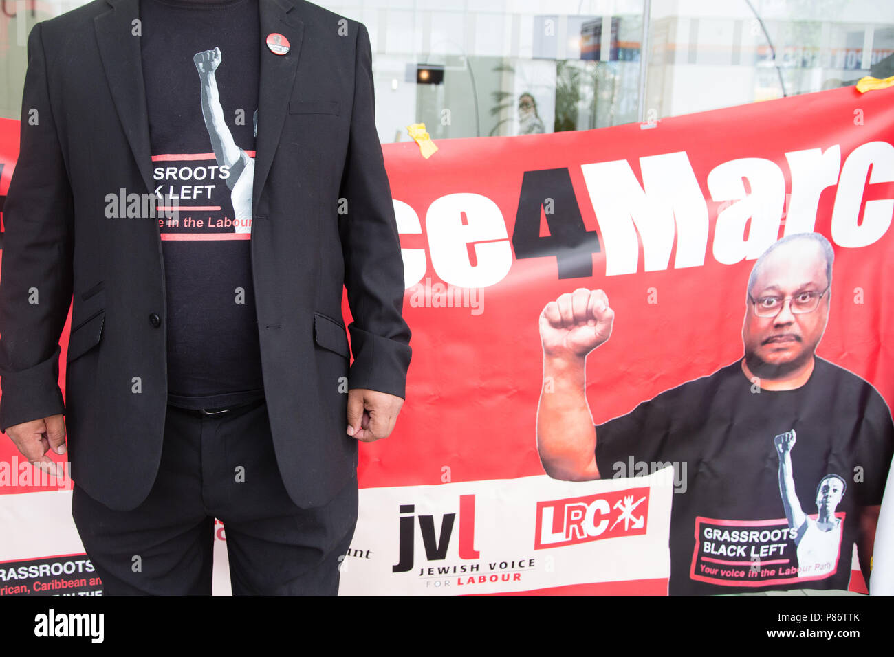 London UK 10th July 2018 Marc Wadsworth hands in a 3,000 signature ...
