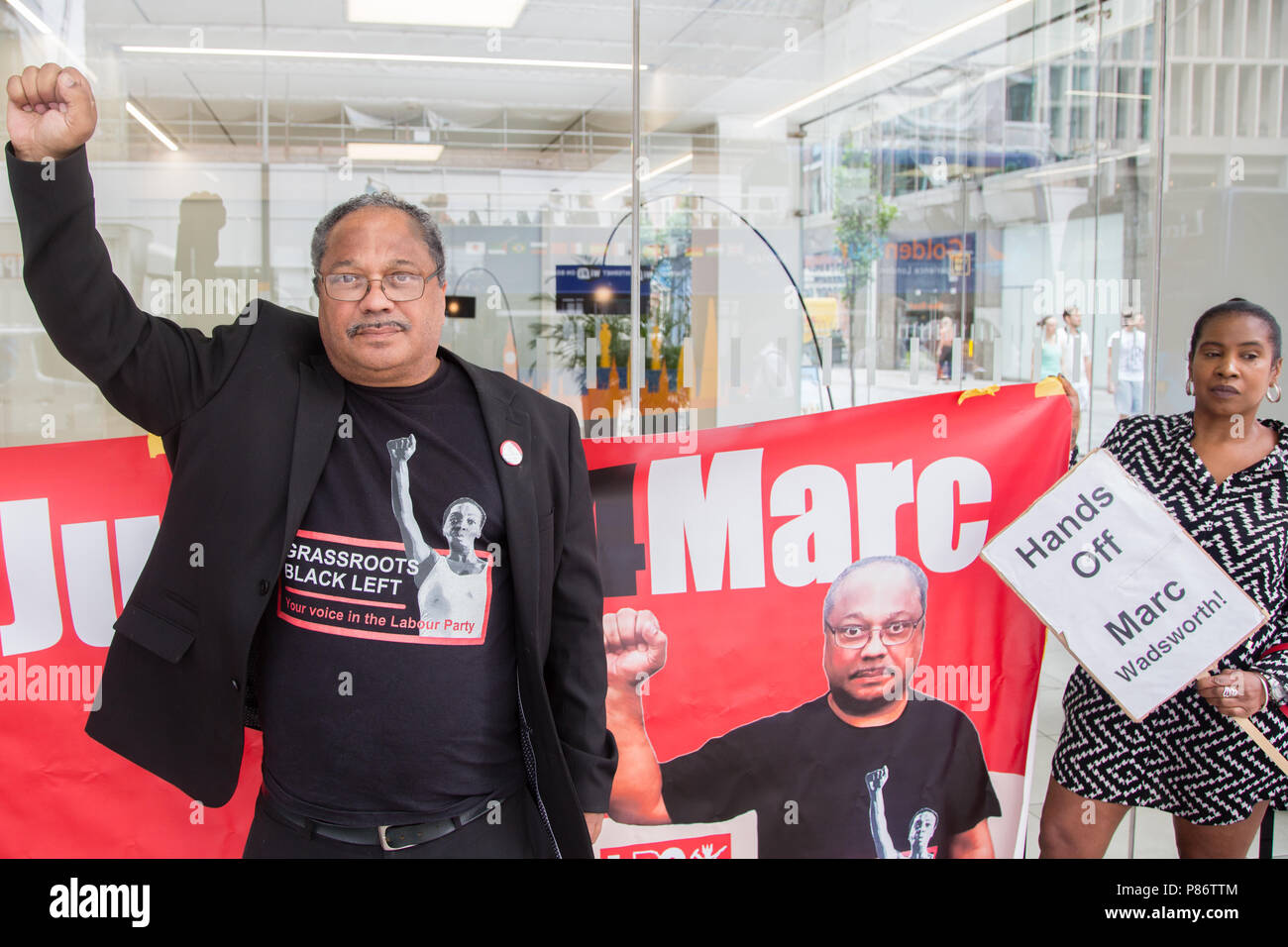 London UK 10th July 2018 Marc Wadsworth hands in a 3,000 signature ...