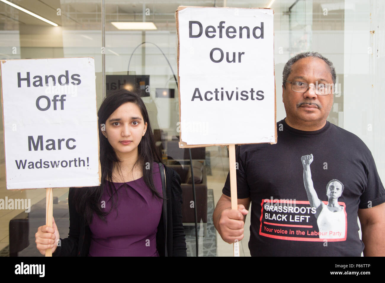 London UK 10th July 2018 Black activists including Marc Wadsworth hand ...