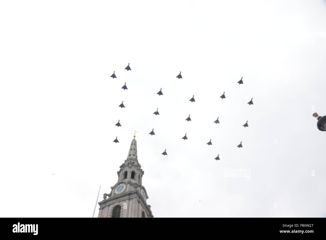 London, UK. 10th July, 2018 Central London, UK Massed aircraft of the ...