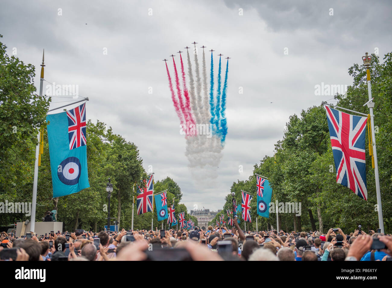 The Mall, London, UK. 10 July, 2018. Celebrations to mark the Centenary ...