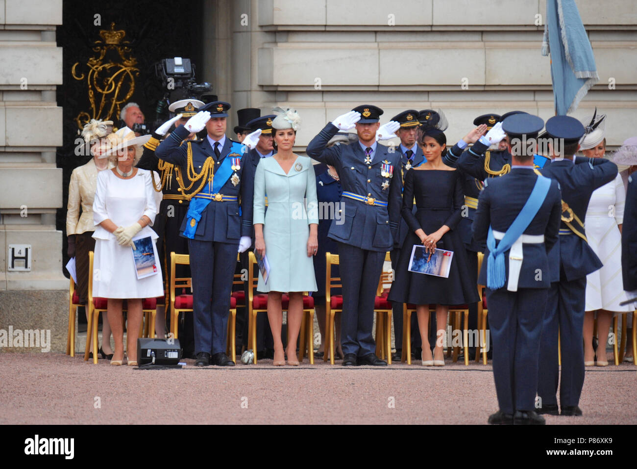 London, UK. 10th July 2018. Members of the royal family and senior ...