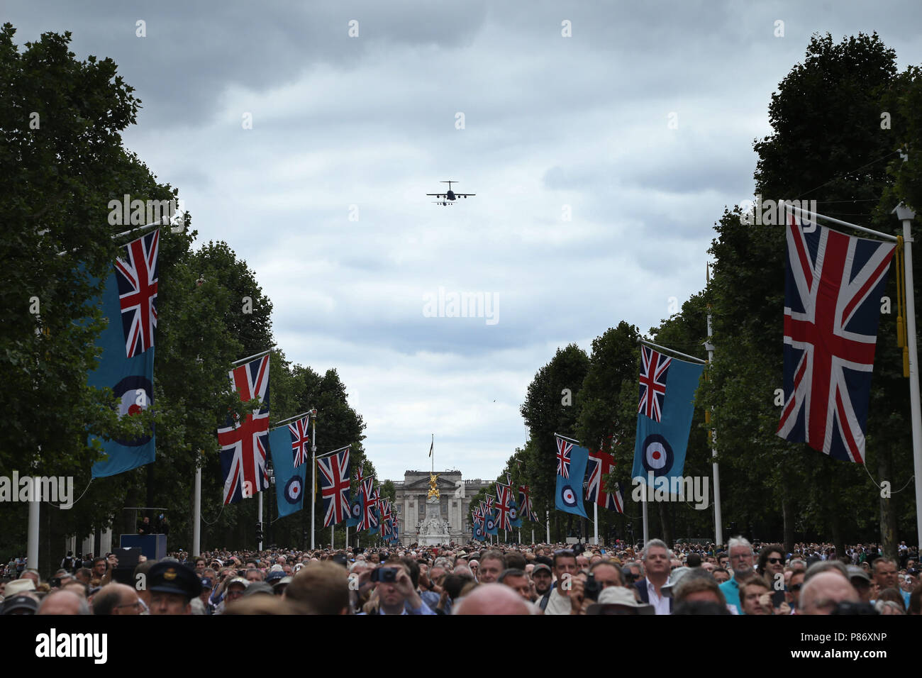 Aircraft in a spectacular flypast above The Mall in London, and is the ...