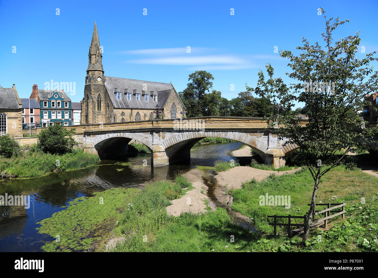 The Telford Bridge over the River Wansbeck at Morpeth in Northumberland ...