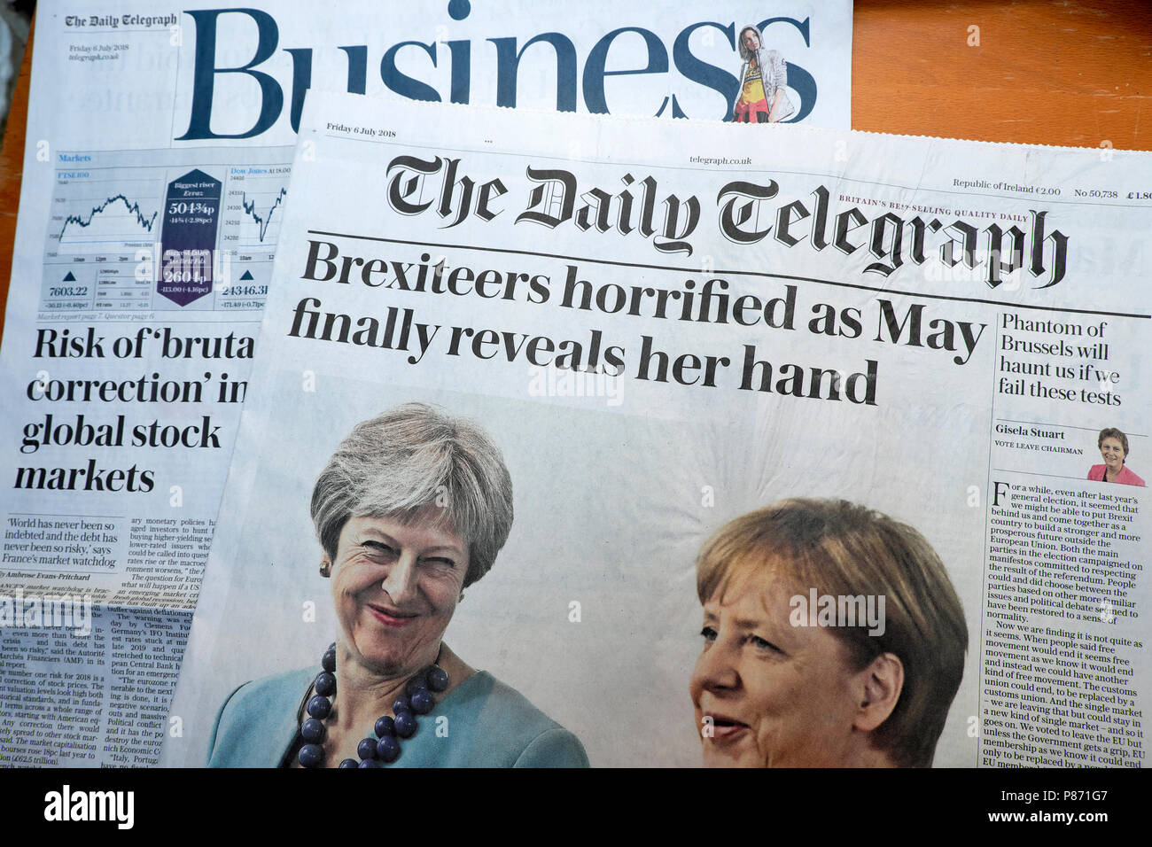 The Daily Telegraph newspaper headline "Brexiteers horrified as May ...
