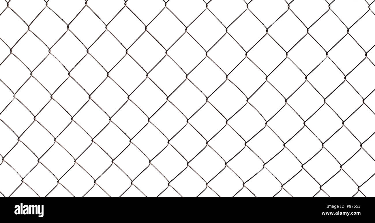Chain-link fence isolated on white background, photo texture Stock ...