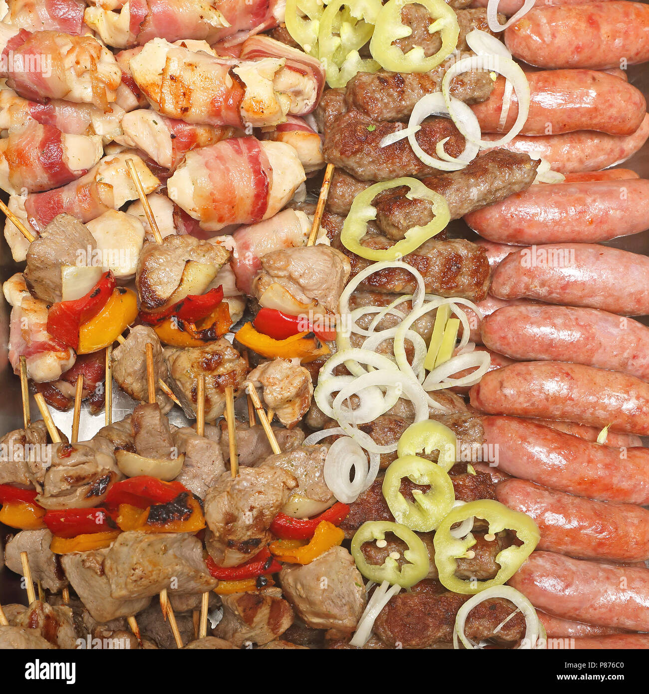 Grilled Mix Meat Prepared On Barbecue Stock Photo - Alamy