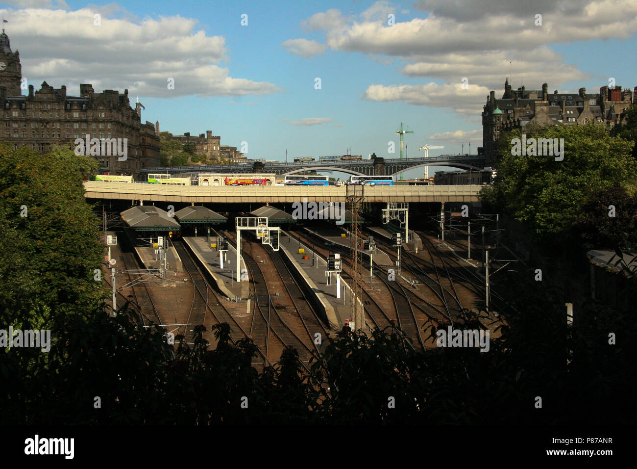Edinburgh Waverley train Station from princes street 2005 Stock Photo ...