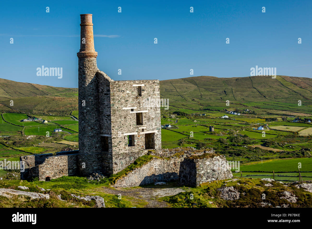 Allihes copper mine and chimney Beara peninsula County Cork Ireland ...