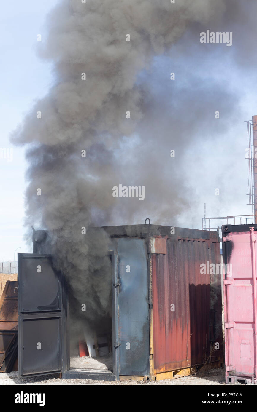 Fire station firefighter training equipment used by fireman to simulate ...